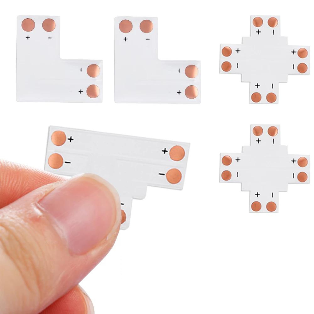 Unión forma L, X y T para Cinta Led Monocolor 8mm - Mercotecnia